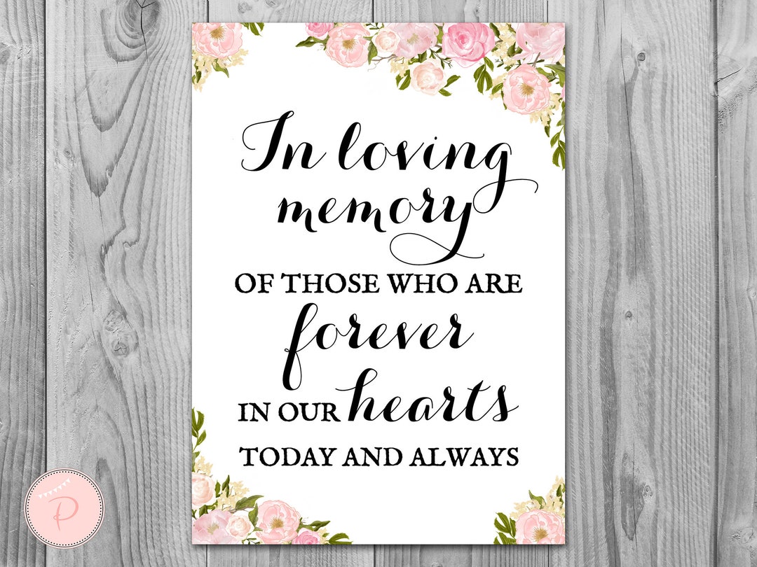 Pink Peonies in Loving Memory Wedding Sign, in Loving Memory Sign, in ...