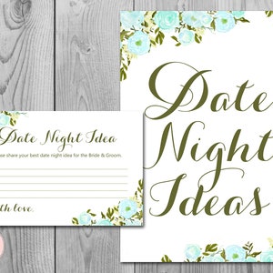 Date Night Ideas, Date Night Cards, Date Night Sign, Coed Bridal Shower ...