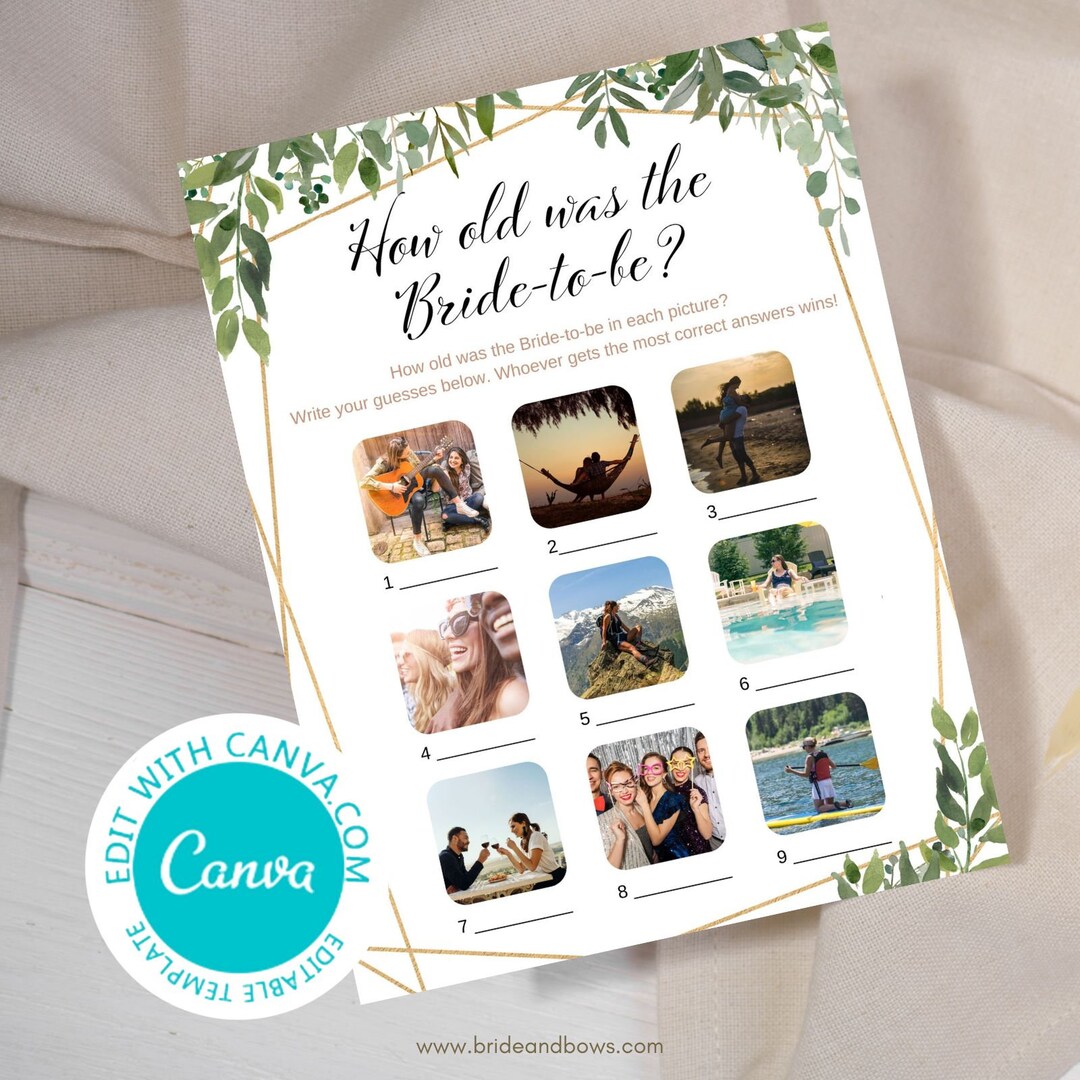 Editable How Old Was Bride, Guess the Photo Game, Bridal Shower Photo ...