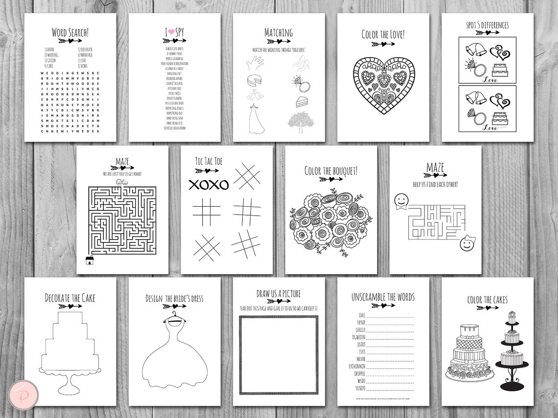 Wedding Kids Activity Book and Coloring Wedding Kids Table | Etsy