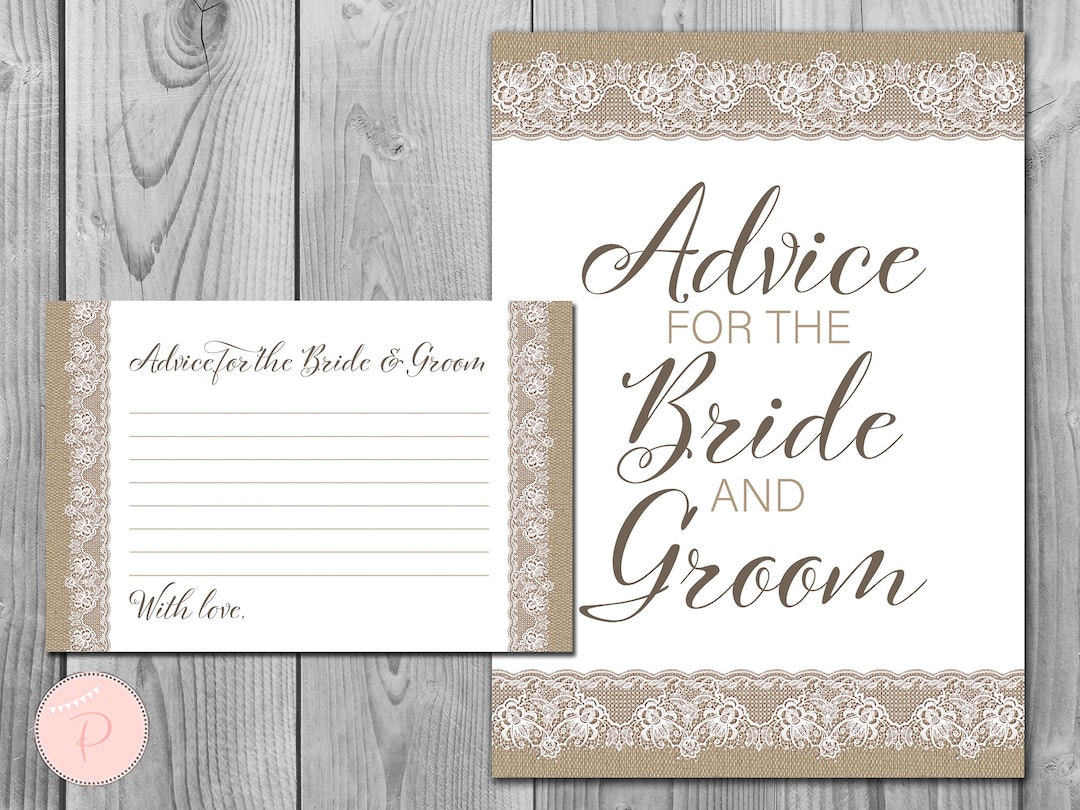 Lace Advice for the Bride and Groom Card & Sign, Printable Advice Cards ...