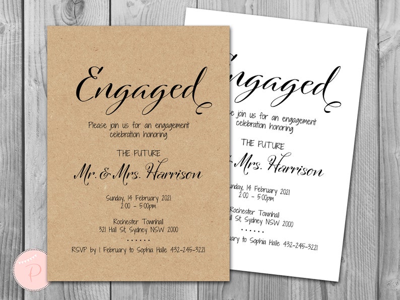 Rustic Printable Engagement Party Invitation Personalized - Etsy