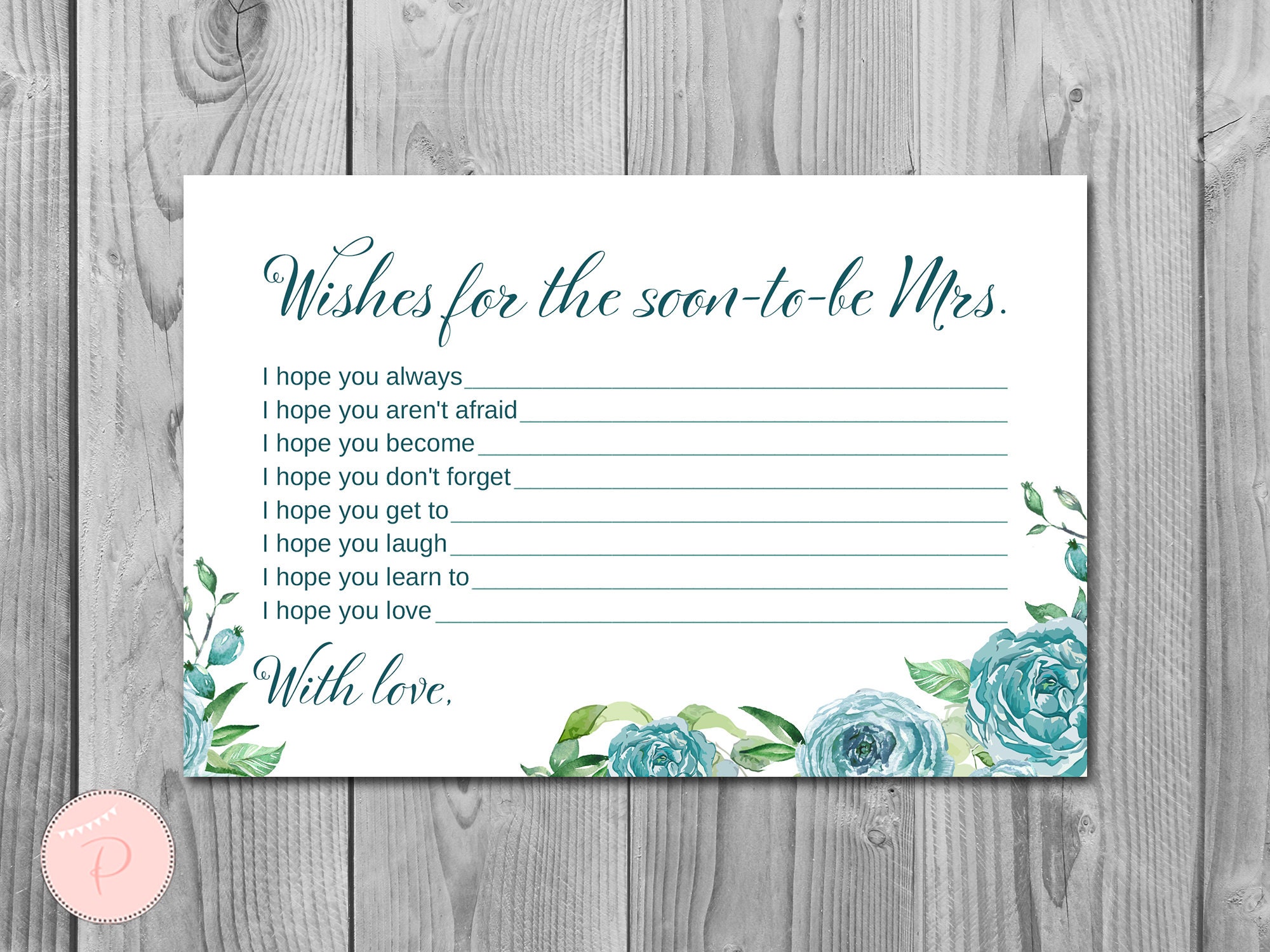 Teal Wishes for the Bride to Be Card Wishes for the Soon to - Etsy