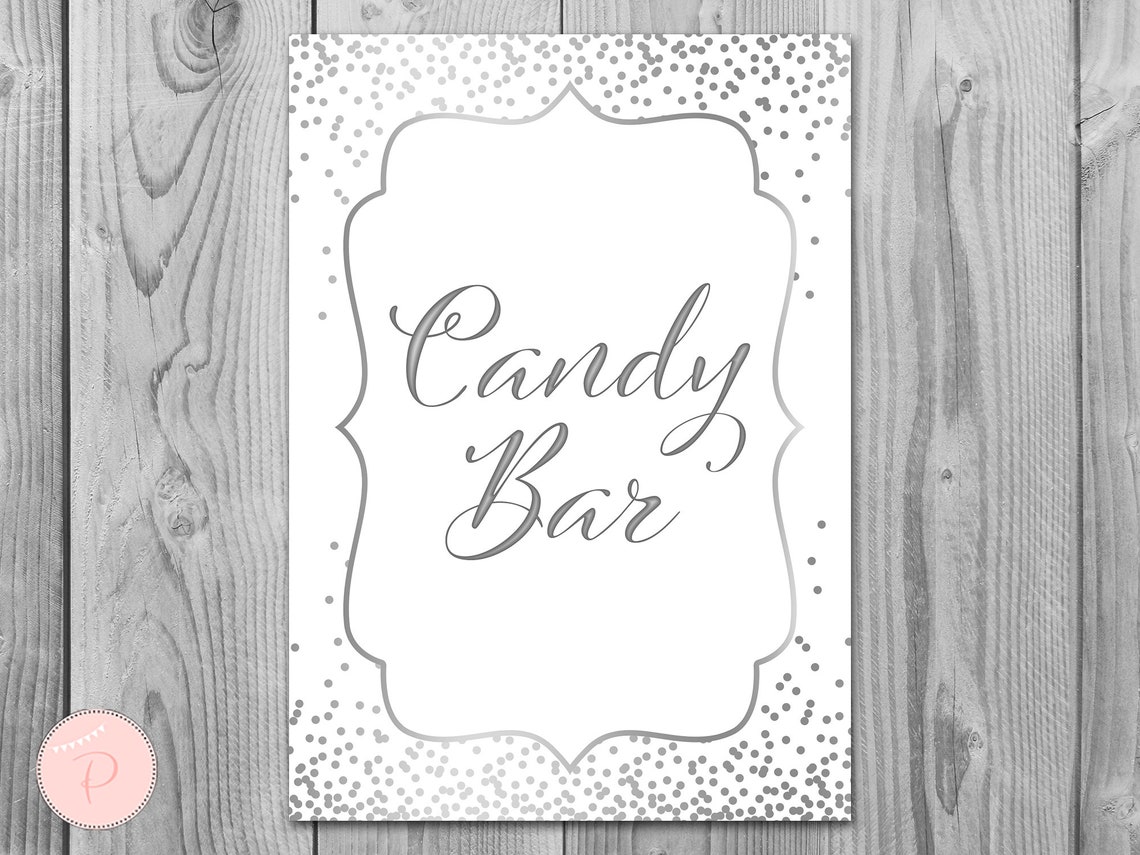 Silver Candy Bar Sign Instant Download Wedding Dessert Bar | Etsy