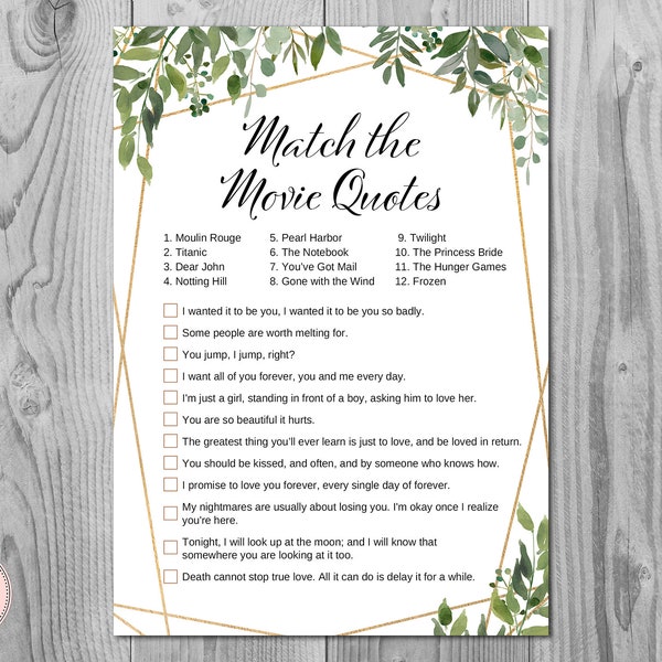 Movie Quote Game - Etsy