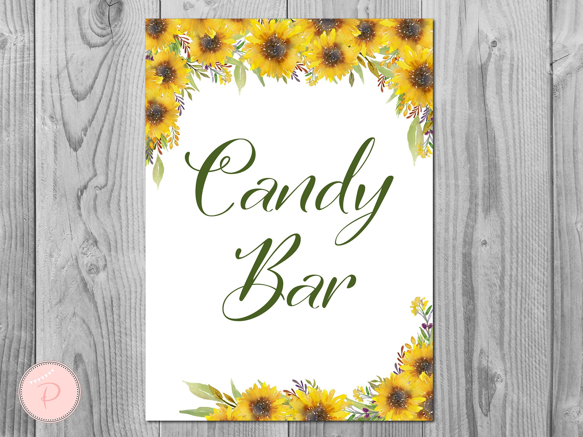 Sunflower Summer Candy Bar Sign Instant Download Wedding | Etsy