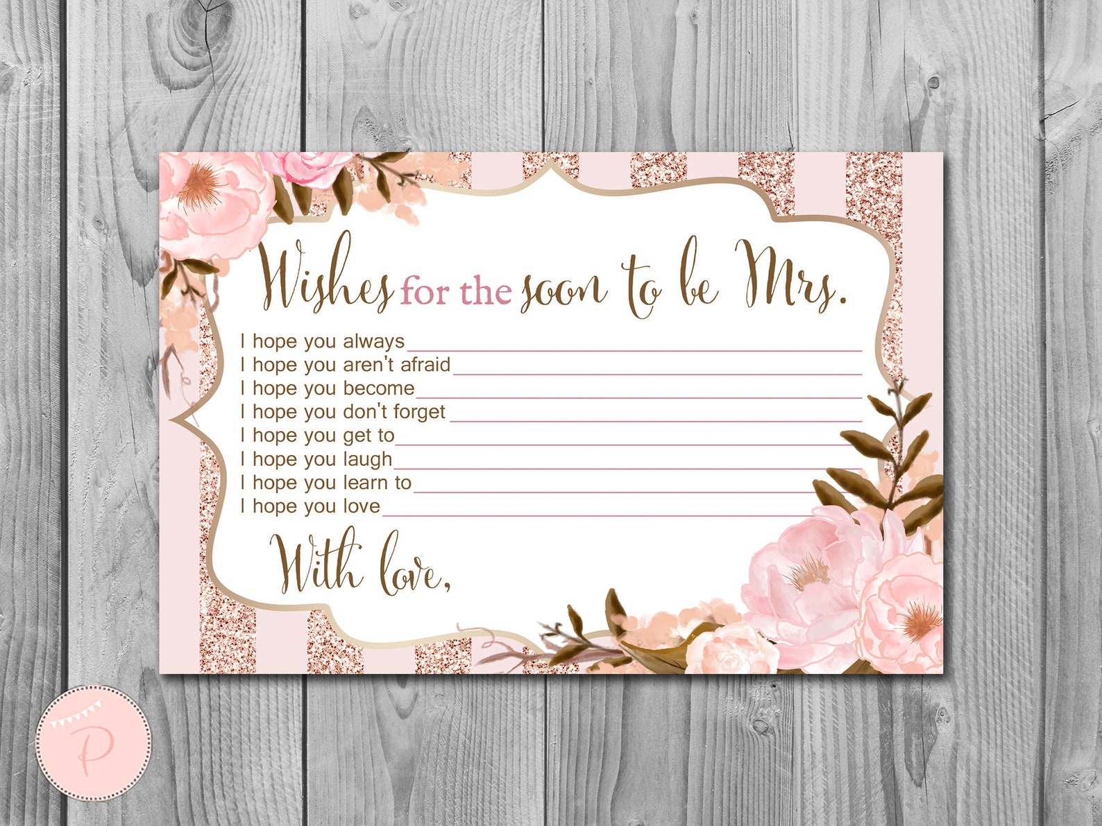 Rose Gold Wishes for the Bride to Be Card Wishes for the Soon - Etsy
