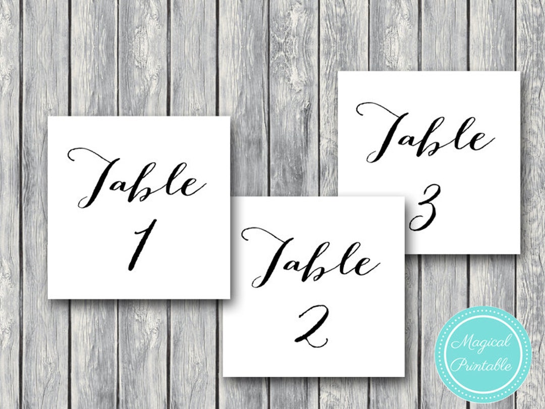 Wedding Table Numbers Printable, DIY Table Number Sign, Wedding Table ...