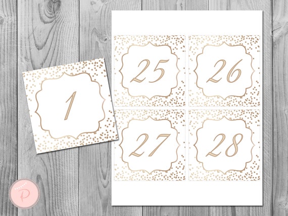Gold Wedding Table Numbers Printable DIY Table Number Sign - Etsy