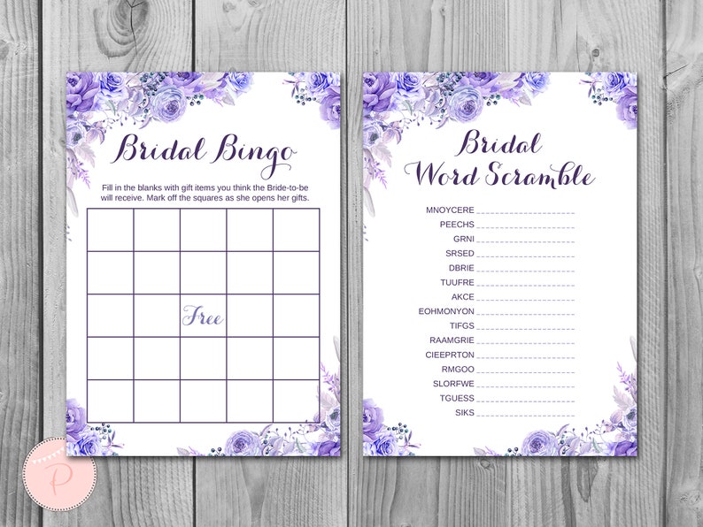 Blue Floral Bridal Shower Games Package, Instant Download, 6 Games ...