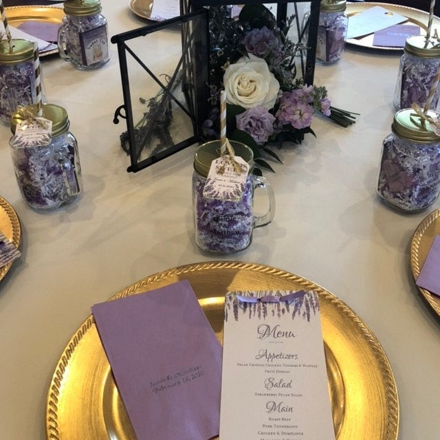 Lavender Menu Printable Wedding Menu Watercolor Custom - Etsy