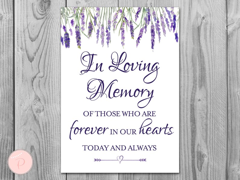 Purple Lavender Floral in Loving Memory Wedding Sign in - Etsy