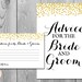 Gold Advice for the Bride and Groom Card & Sign, Printable Advice Cards ...