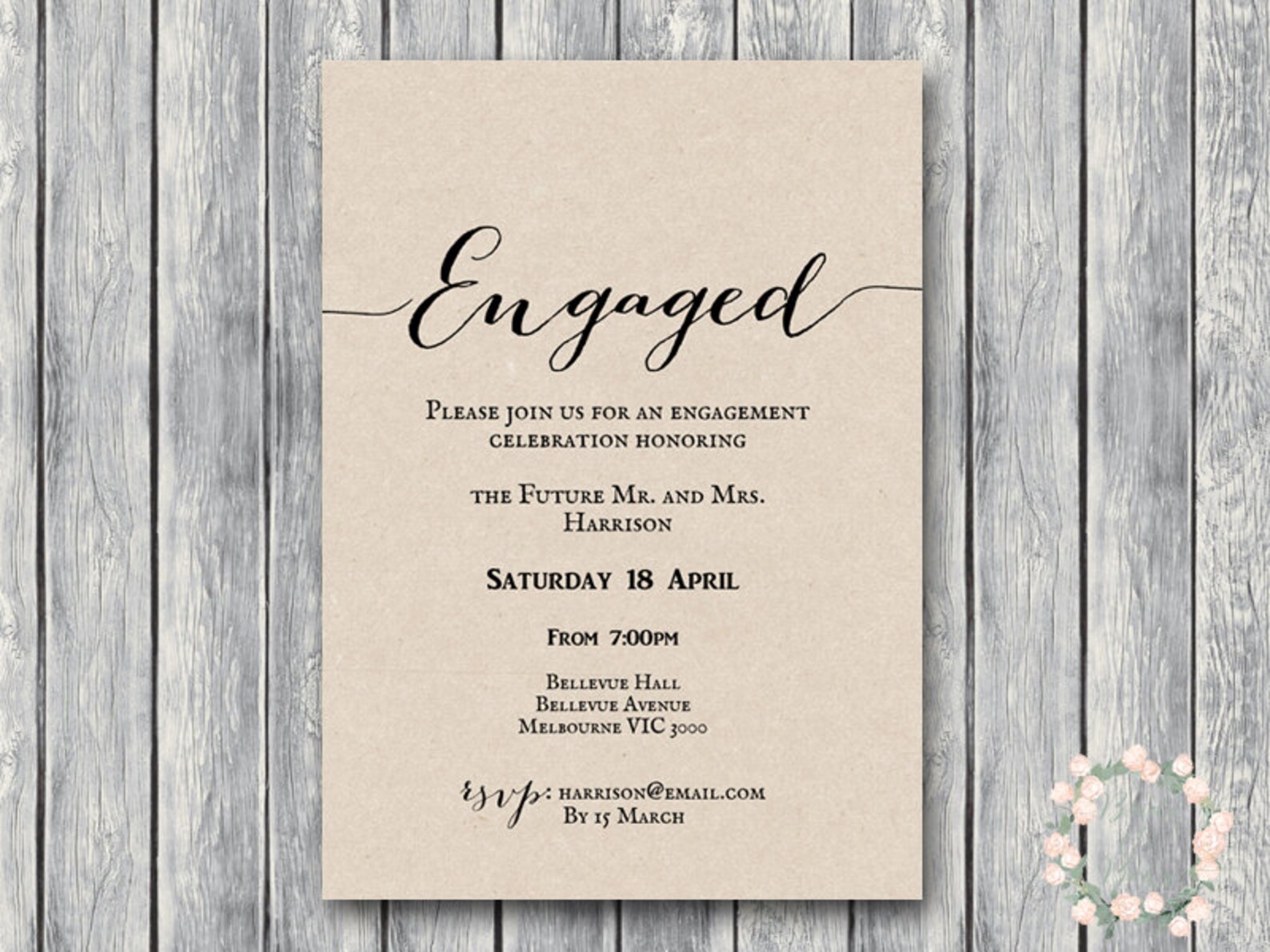 Printable Engagement Party Invitation, Personalized Invitation, Wedding ...