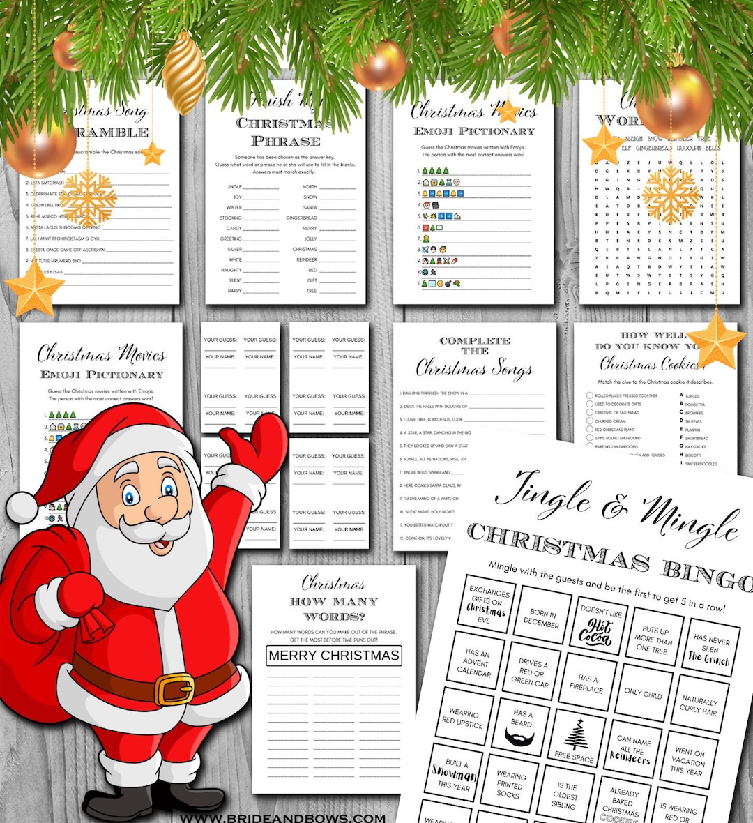 Printable Christmas Games Bundle, Digital Download, Christmas Party ...