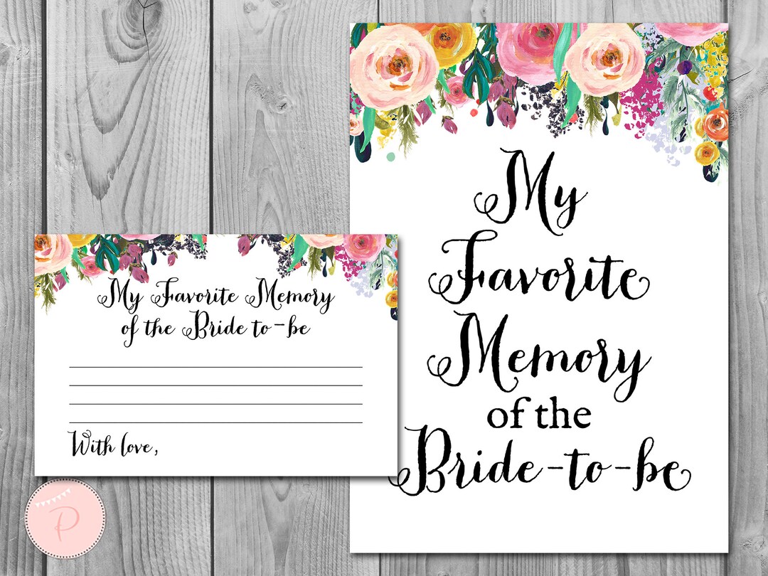 My Favorite Memory of the Bride To-be, Memory Lane Game, Engagement ...