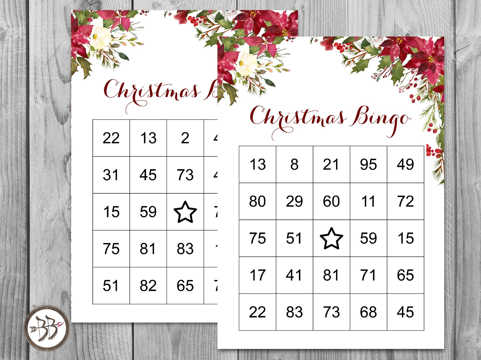 100x Christmas Bingo Cards, Printable Christmas Bingo, Christmas Game ...