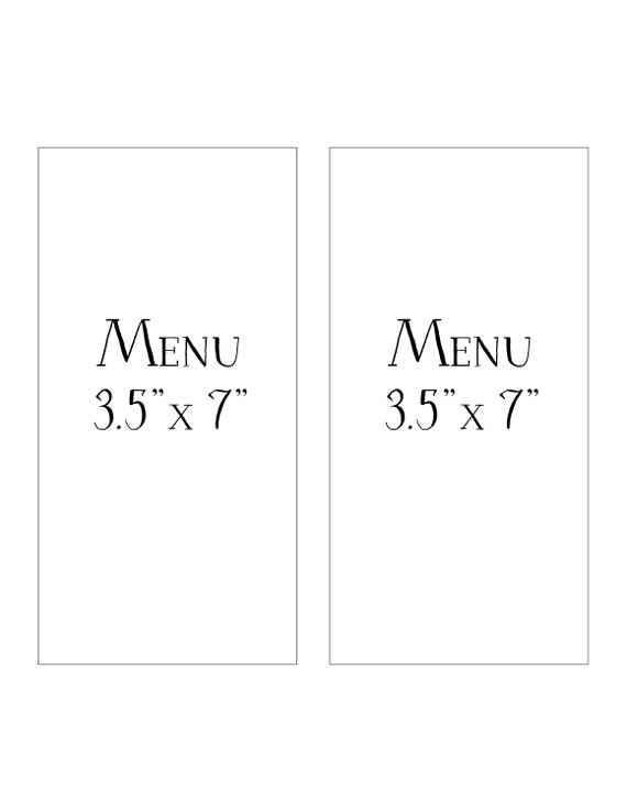 Standard wedding menu size | Honestweddingadvice.com