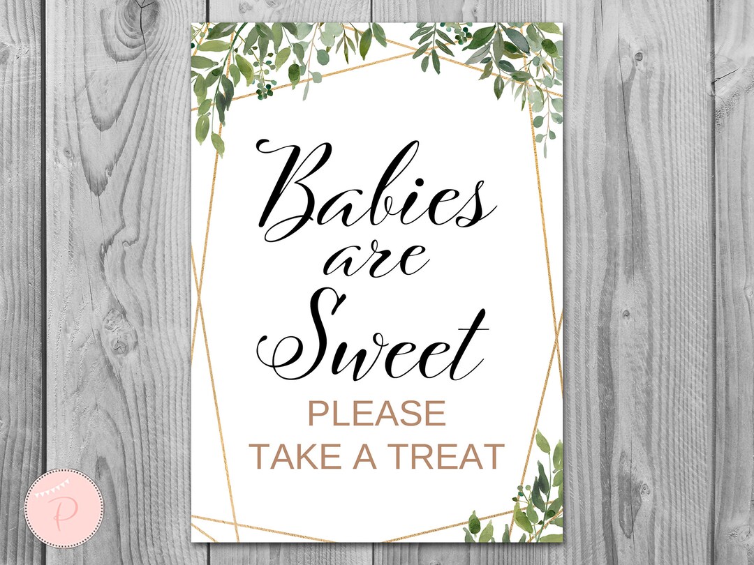 Greenery Sweet Treat Sign, Sweet Babies Sign, Baby Sign, Printable Sign ...