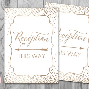 Gold Reception Sign, Wedding Direction Sign, Instant Download ...