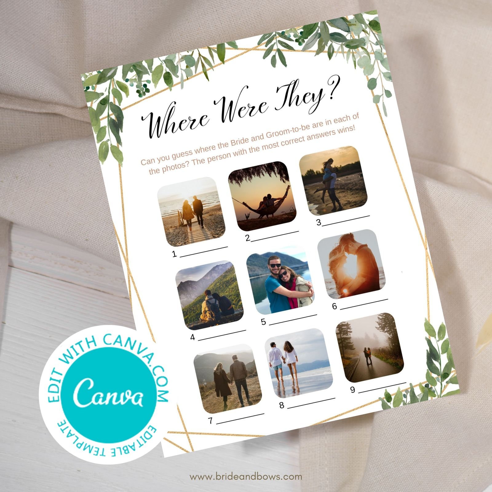 Editable Where Were They? Guess the Photo Game, Bridal Shower Photo ...