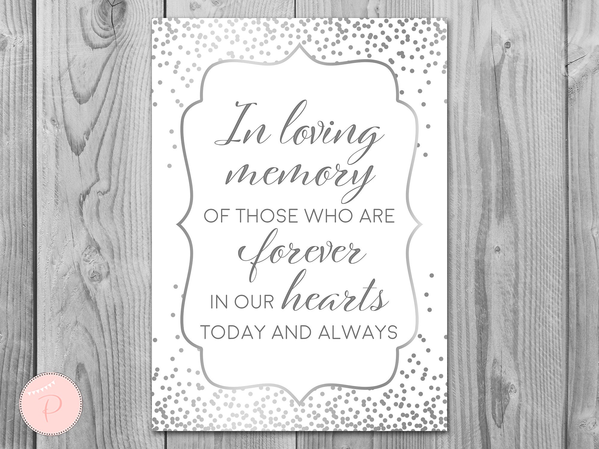 Silver in Loving Memory Wedding Sign in Loving Memory Sign - Etsy