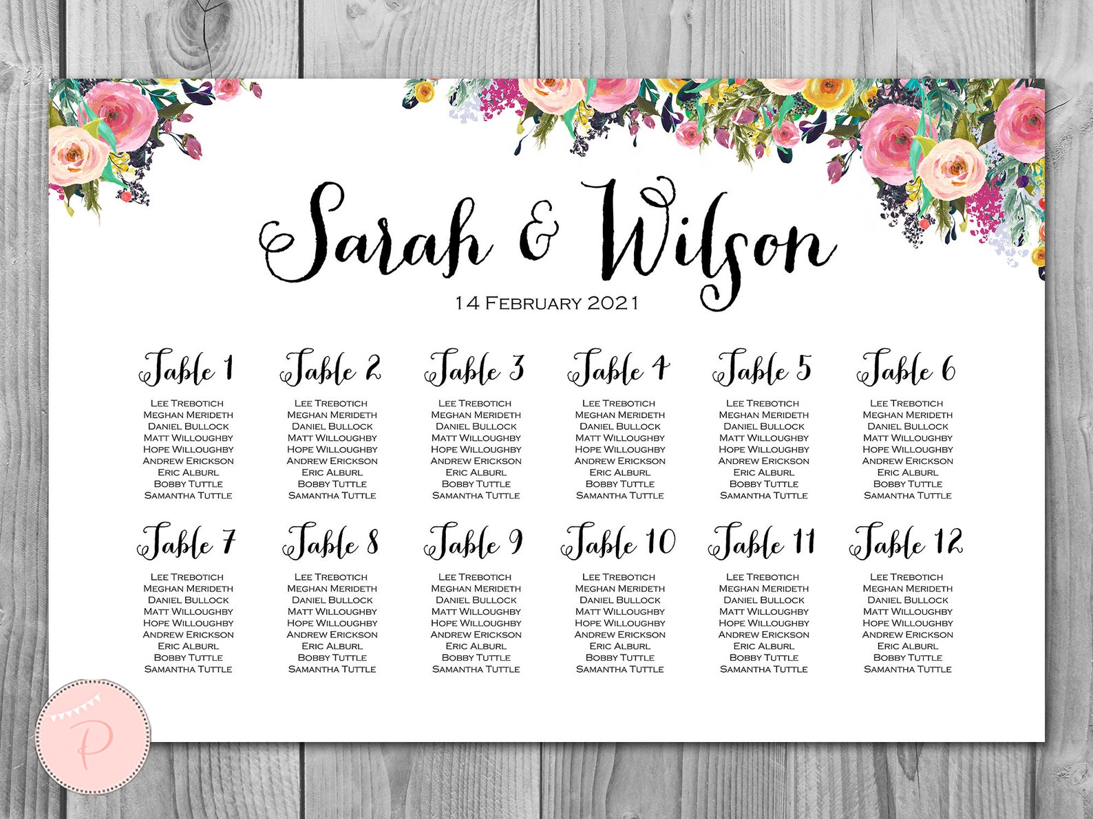 Printable Custom Wedding Seating Chart Wedding Seating | Etsy
