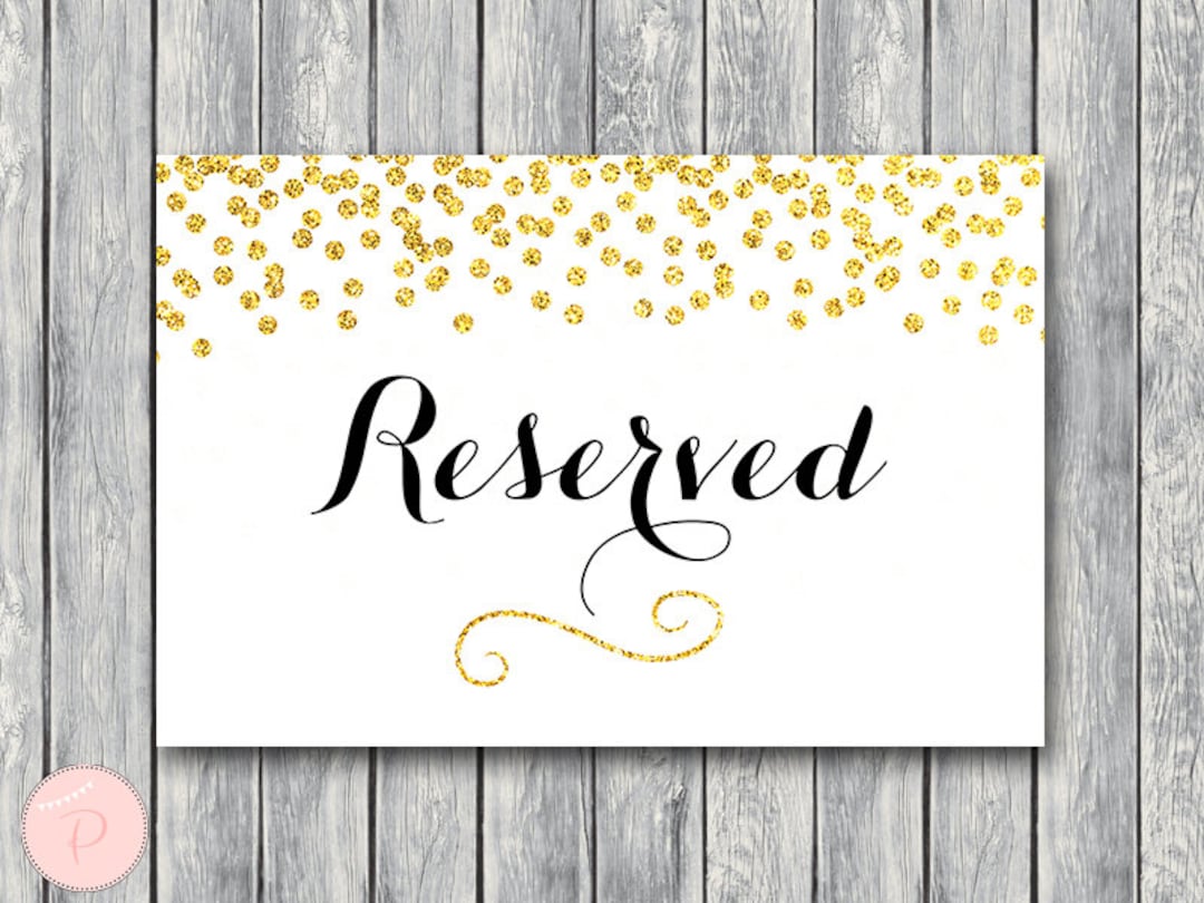 Gold Reserved Sign, Wedding Reserved Seating Sign, Reserved Table Sign ...