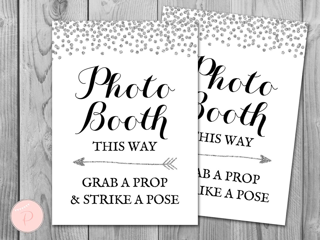Silver Confetti Photobooth Sign, Grab a Prop and Take a Pose ...
