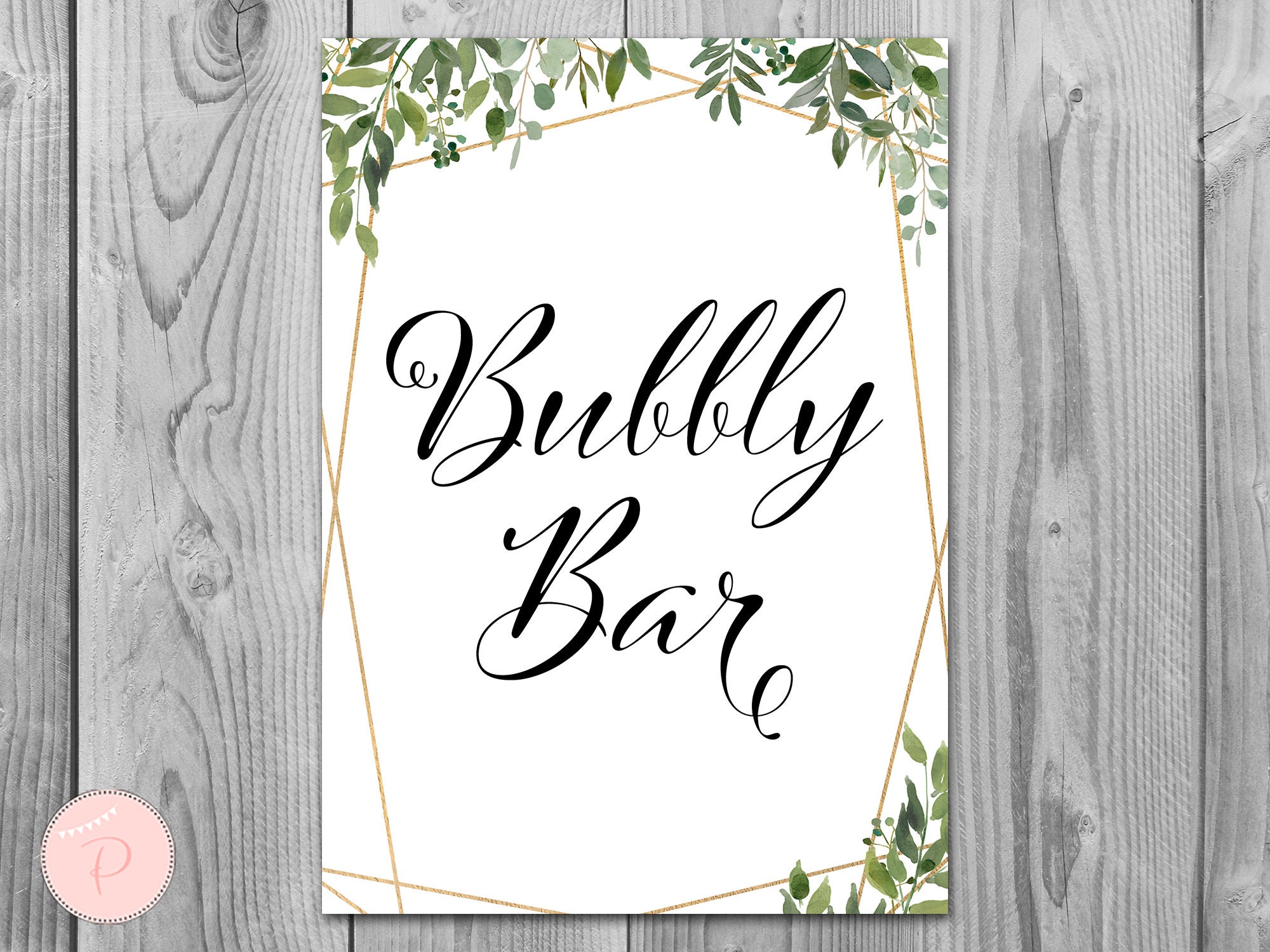 Greenery Bubbly Bar Sign Mimosa Bar Sign Wedding Bar Sign | Etsy