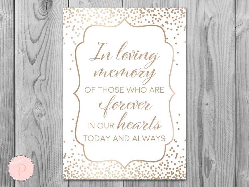 Gold Confetti in Loving Memory Wedding Sign, in Loving Memory Sign, in ...