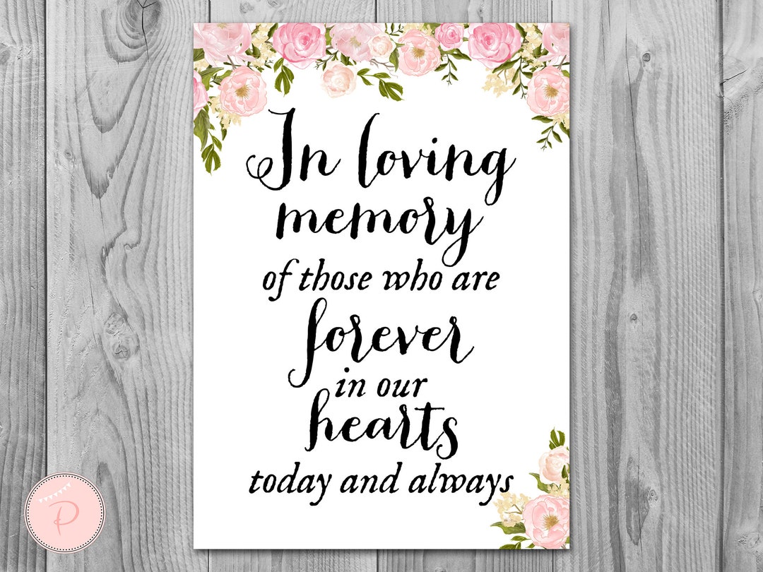 Peonies in Loving Memory Wedding Sign, in Loving Memory Sign, in Loving ...