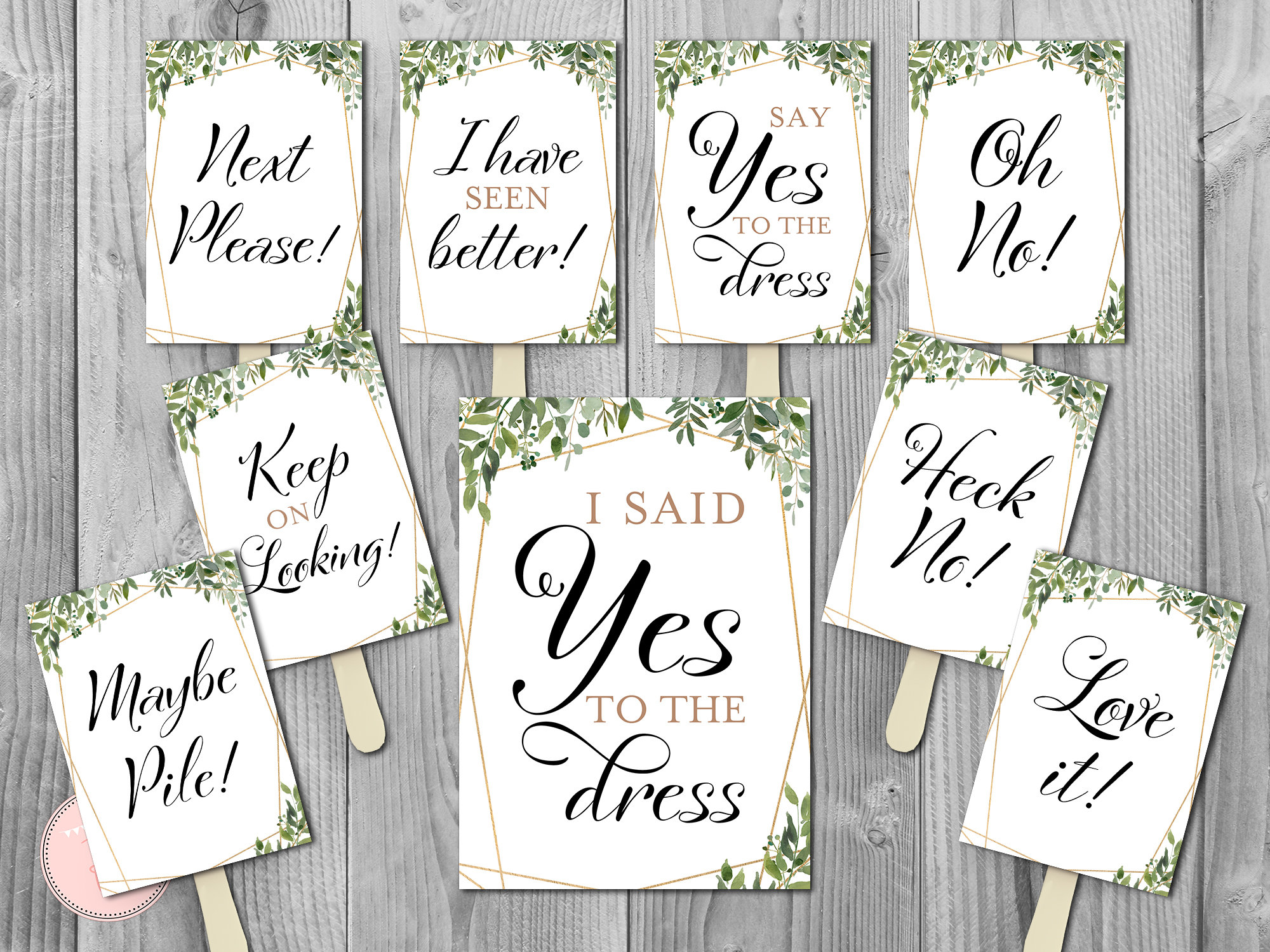 Greenery I Said YES to the Dress Sign Wedding Dress Paddle - Etsy