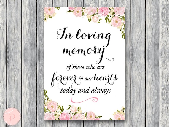 Pink Peonies In Loving Memory Wedding Sign In Loving Memory | Etsy