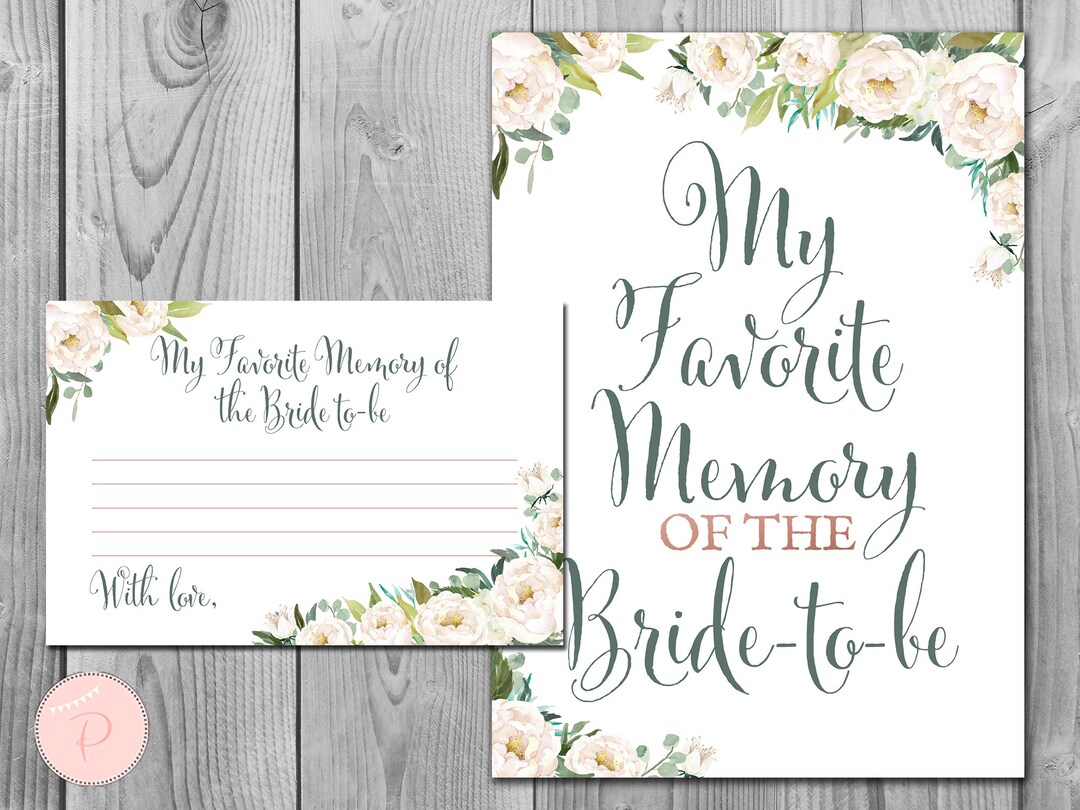 My Favorite Memory of the Bride To-be, Memory Lane Game, Engagement ...