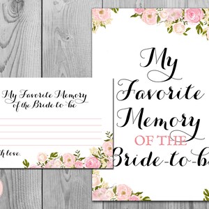 Pink Favorite Memory of the Bride To-be, Memory Lane Game, Engagement ...