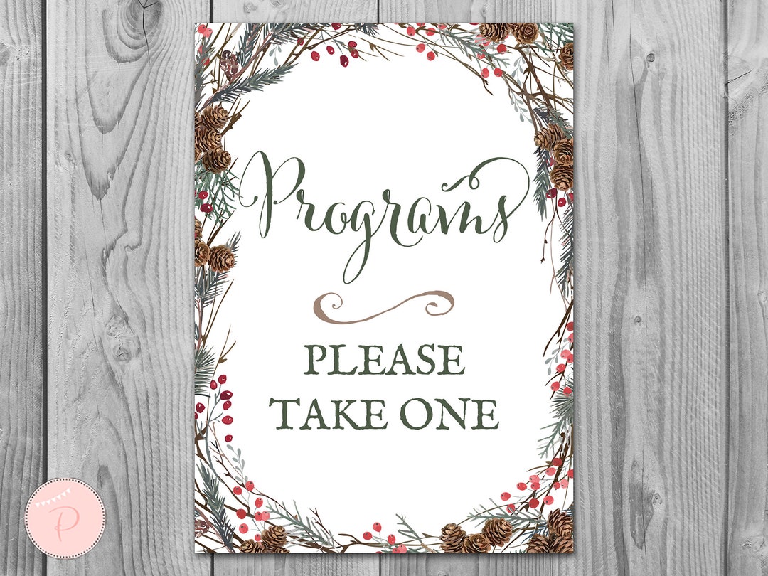 Pinecone Wedding Programs Sign, Printable Program Sign, Wedding ...