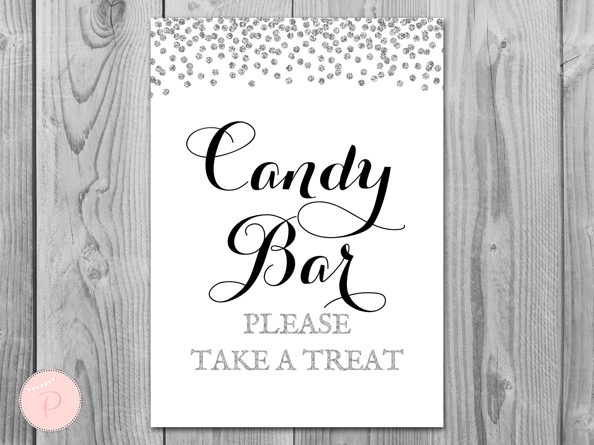 Silver Candy Bar Sign Instant Download Wedding Dessert Bar | Etsy