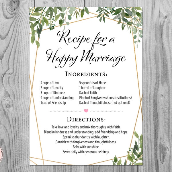 Recipe for Marriage - Etsy