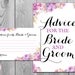 Purple Advice for the Bride Groom Card & Sign, Printable Advice Cards ...