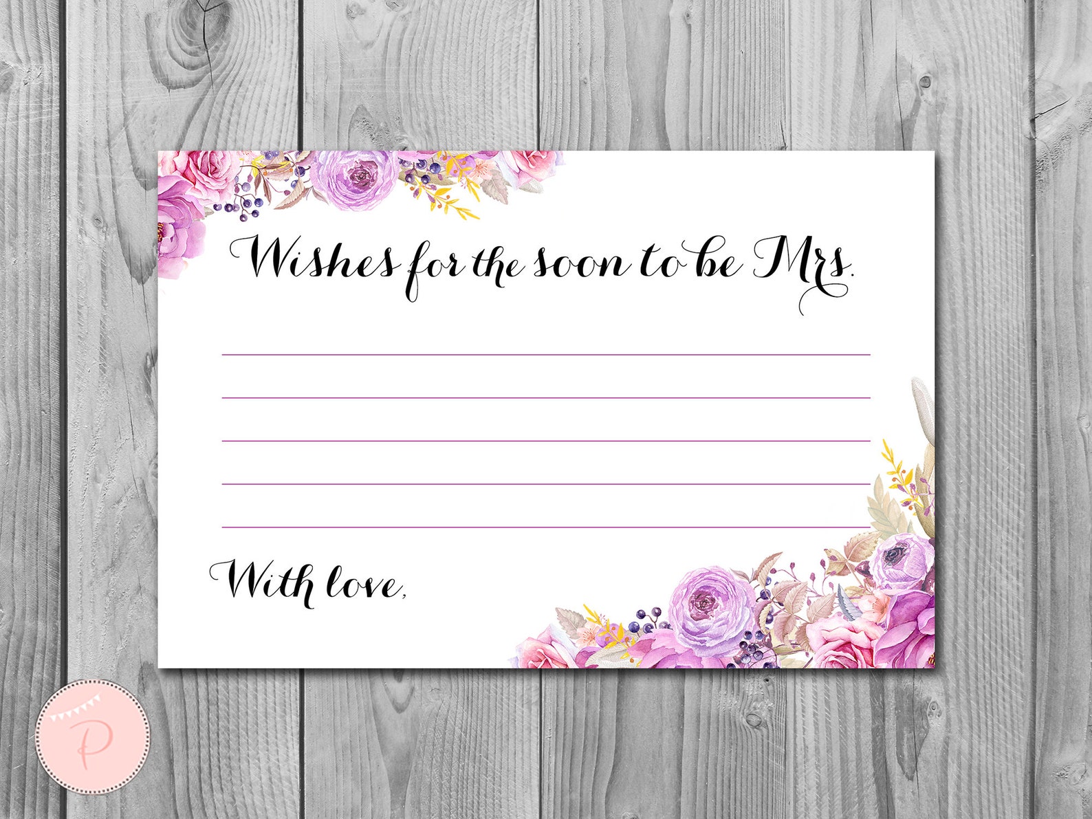 Purple Wishes for the Bride to Be Card Wishes for the Soon to | Etsy