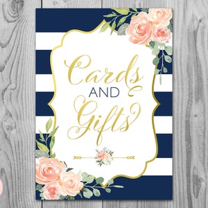 Navy Cards and Gifts Sign, Download, Decoration Printable Sign, Wedding ...