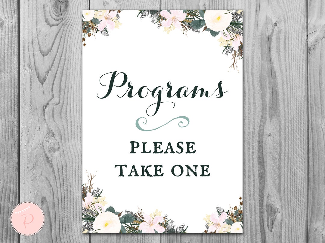Wedding Programs Sign, Printable Program Sign, Wedding Ceremony Program ...