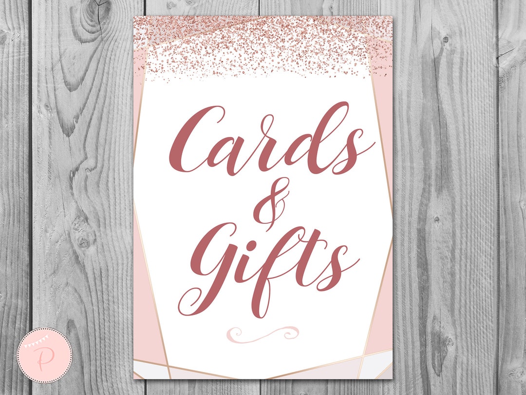 Rose Gold Cards and Gifts Sign, Download, Decoration Printable Sign ...