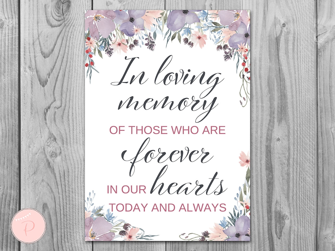 Purple Floral in Loving Memory Wedding Sign, Purple in Loving Memory ...