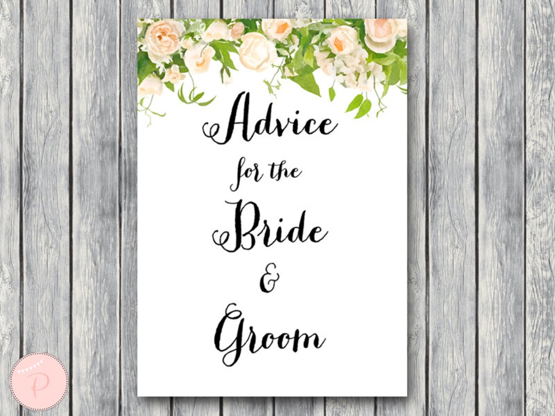 Advice for the Bride and Groom Card & Sign, Printable Advice Cards ...
