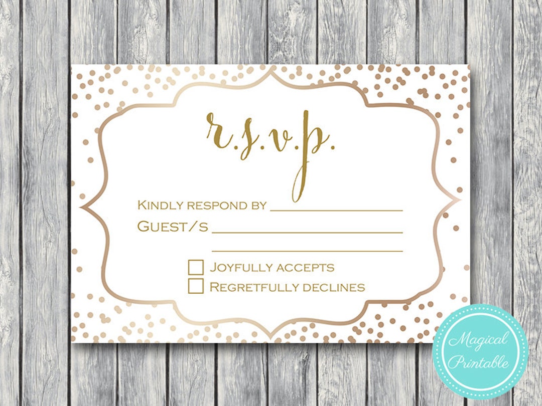 Gold Wedding RSVP Cards, RSVP Template, Rsvp Wedding Cards, Rsvp ...