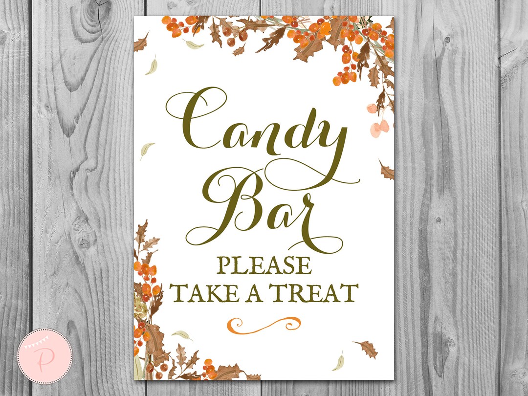 Fall Autumn Candy Bar Sign, Instant Download, Wedding Dessert Bar Sign ...