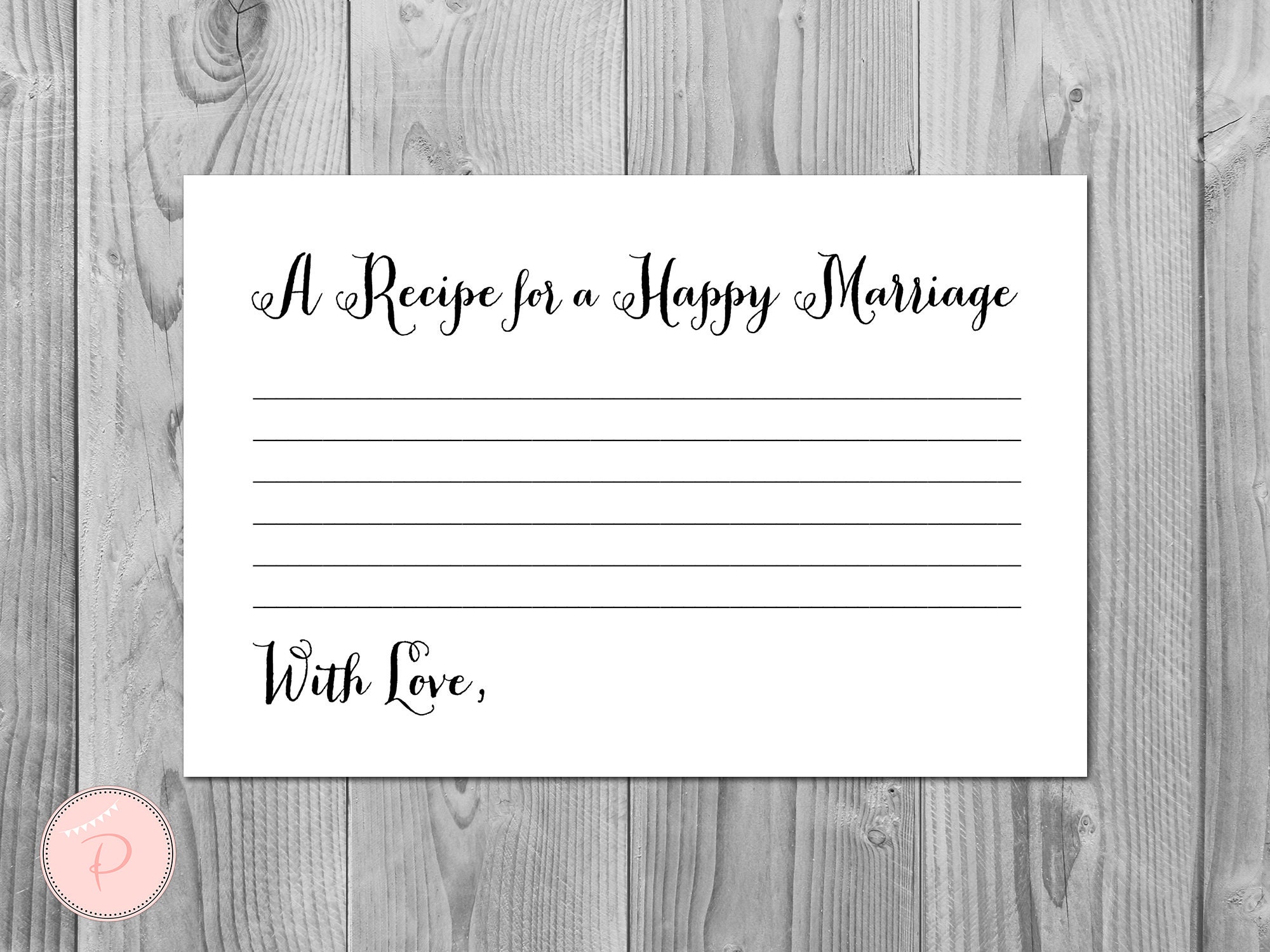 A Recipe for a Happy Marriage Printable Card Bridal Shower - Etsy Australia
