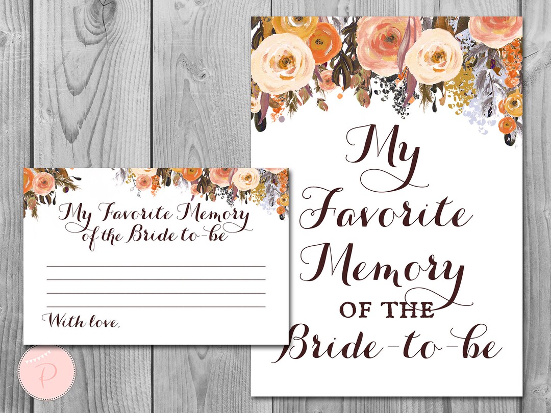 Fall Autumn Favorite Memory of the Bride To-be, Memory Lane Game ...